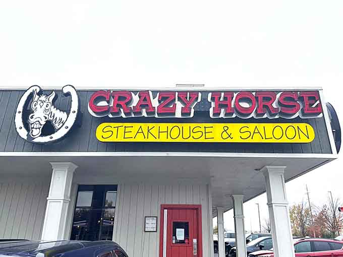 The iconic Crazy Horse sign has become a beacon for hungry travelers seeking comfort food done right.