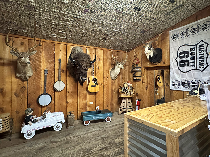 Taxidermy meets musical instruments in this corner of the cafe &ndash; where Western heritage creates a uniquely Arizona atmosphere.