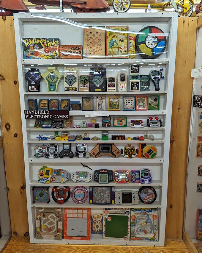 Vintage electronic games line the walls, a technological time capsule from the days before smartphones captured our attention.