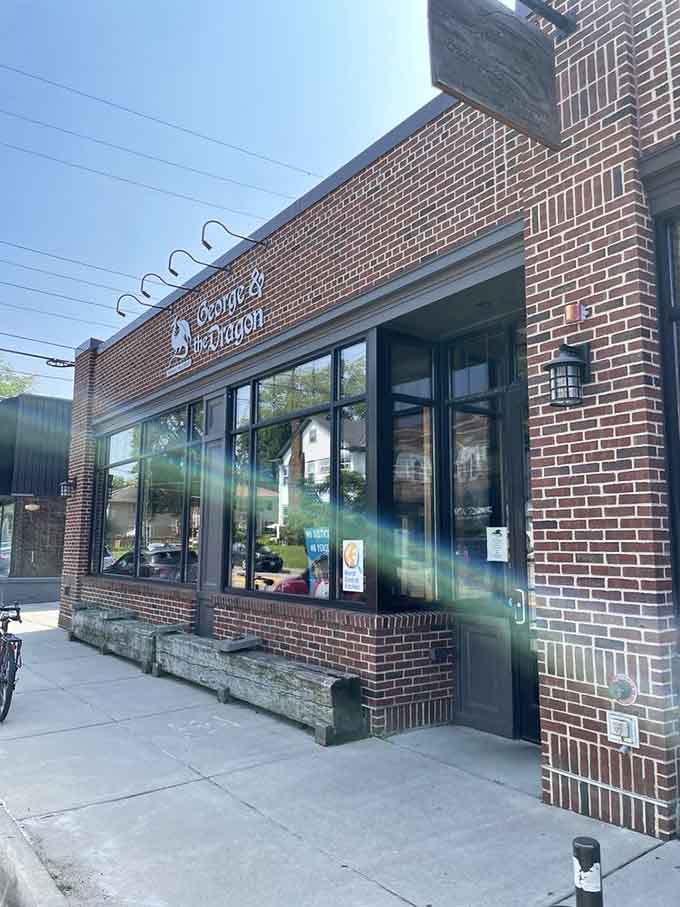 The entrance to George and the Dragon promises good things ahead, like a portal to deliciousness right on the Minneapolis street.