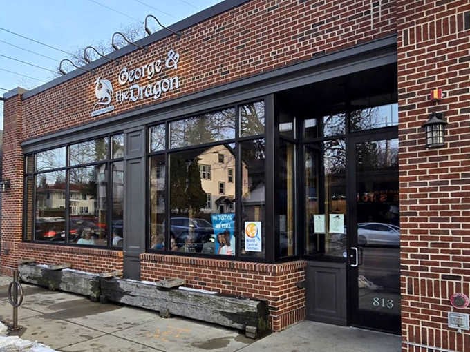 The distinctive George & the Dragon signage marks the spot where culinary magic happens in Minneapolis's Kingfield neighborhood.