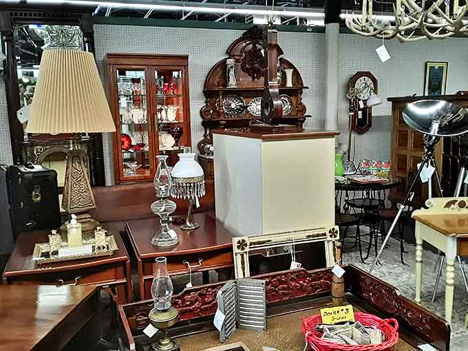 Oil lamps and antique timepieces stand as beautiful reminders of an era when illumination and punctuality required more effort and artistry.