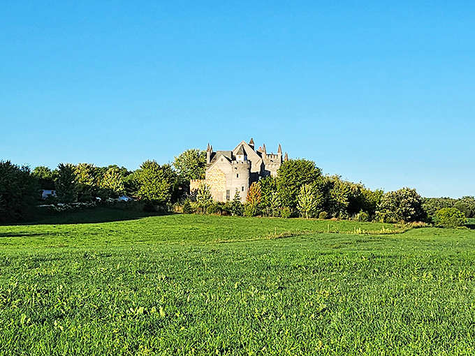 The castle's pastoral setting provides a peaceful retreat, with manicured grounds offering contemplative spaces among the greenery.