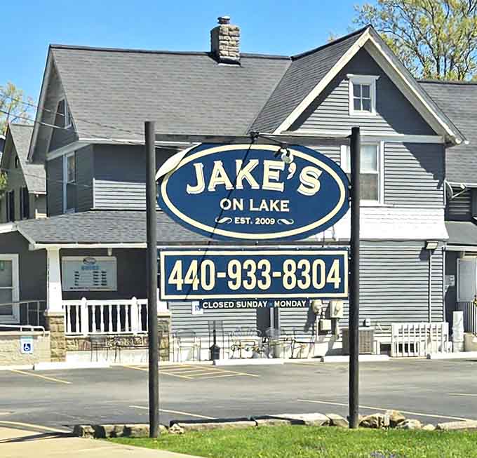 This sign marks the spot where prime rib dreams come true and lakeside dining reaches its full potential.