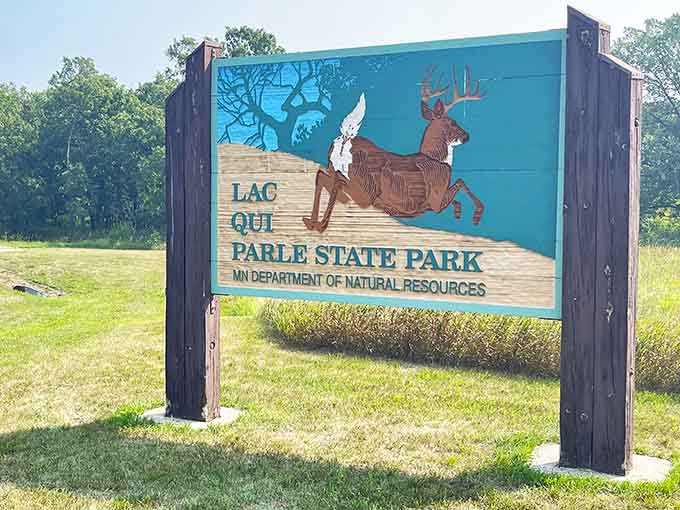 The gateway to adventure welcomes visitors with a charming sign featuring a leaping deer, because even the entrance knows how to make a good first impression.
