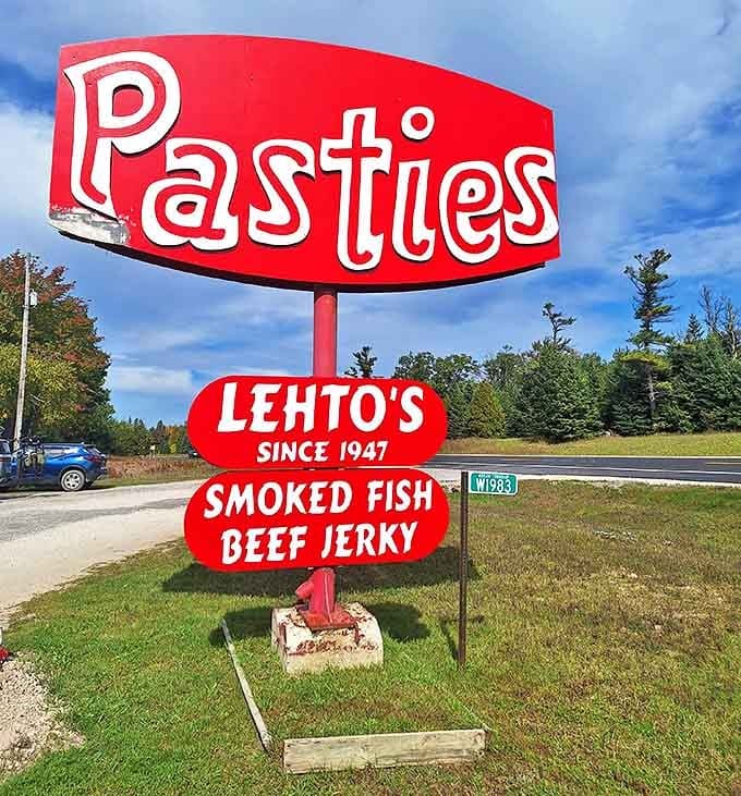 The unmistakable red signage has guided hungry travelers to pasty perfection for decades &ndash; a landmark as beloved as the food itself.