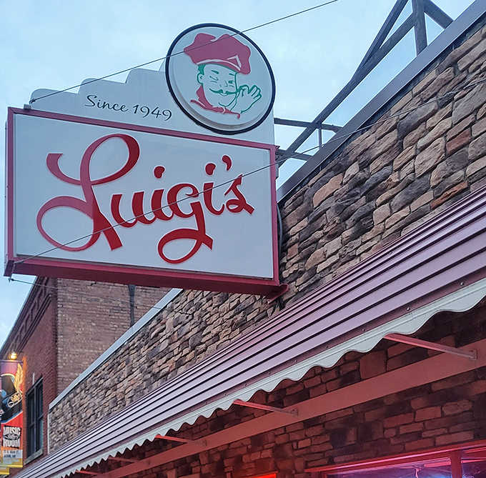 The sign says "Since 1949" &ndash; a declaration that some traditions, like perfect pizza, never need updating.