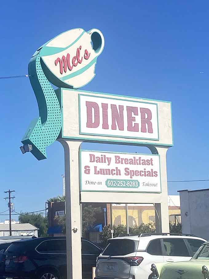 That iconic roadside sign with its cheerful coffee cup has been guiding hungry diners to this Phoenix institution for decades of delicious meals.