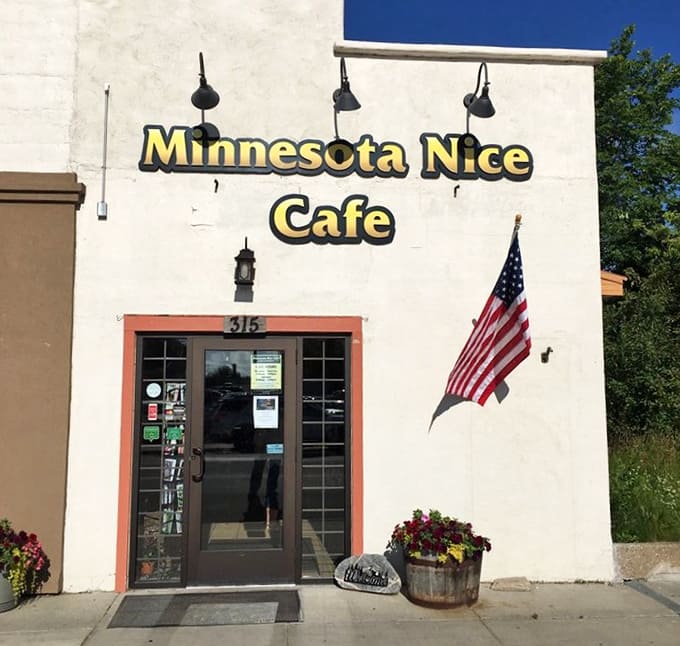 The entrance welcomes everyone from solo diners to large families, promising Minnesota Nice hospitality and pancakes worth writing home about.