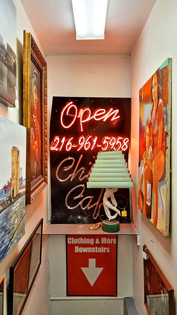 Follow the neon glow downstairs for more vintage adventures &ndash; this stairway doesn't just lead to another floor, but another decade.