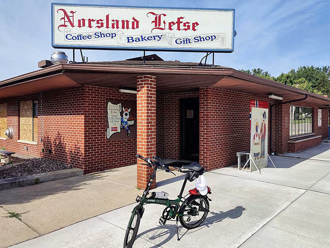 The exterior view on a sunny day &ndash; an unassuming building housing extraordinary culinary treasures and Minnesota's friendliest Viking.