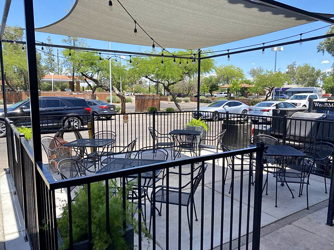 The outdoor seating area offers the perfect spot to enjoy Arizona's famous weather while tackling a rack of ribs with proper elbow room.