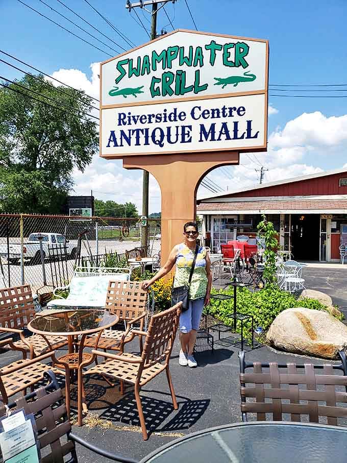 Outdoor treasures bask in Cincinnati sunshine, proving that antique hunting extends beyond the mall's walls.