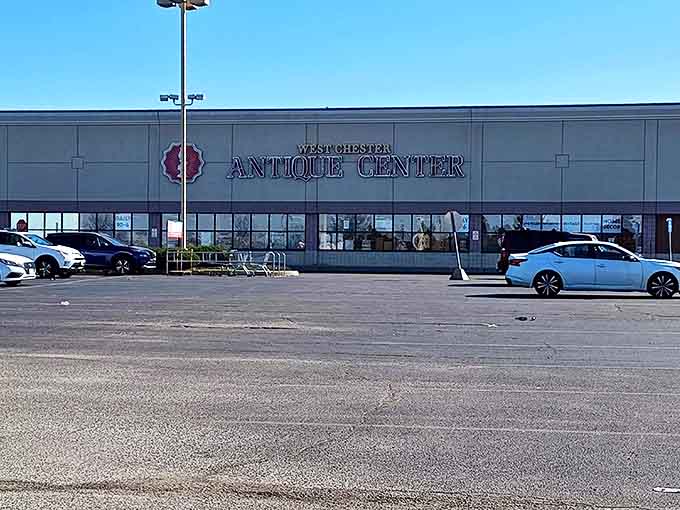 The parking lot view reminds us that treasures often hide in plain sight. Behind that ordinary façade lies an extraordinary journey through America's material past.
