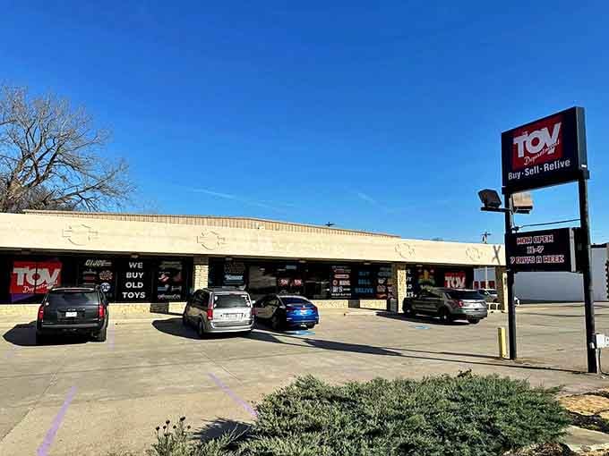 The unassuming exterior hides a universe of childhood treasures, proving you should never judge a toy store by its cover.