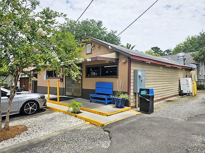 Another view of the humble headquarters of hamburger happiness &ndash; proving great food doesn't need fancy packaging.