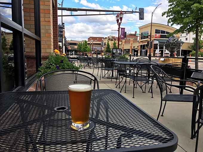 Outdoor seating where you can watch downtown Mankato unfold while enjoying your meal under the open Minnesota sky.