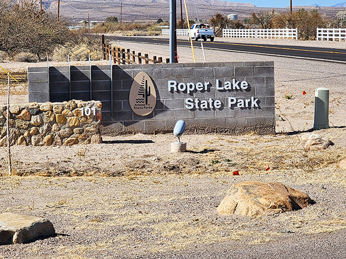 The unassuming entrance sign promises little but delivers everything – a reminder that the best experiences rarely need flashy advertising.