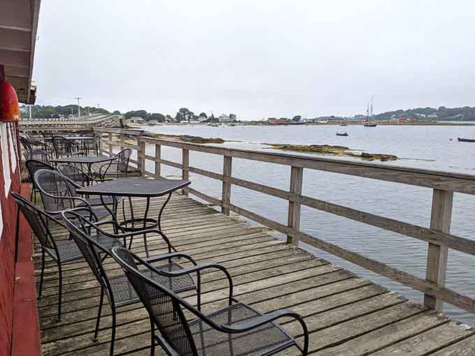 The deck overlooking the water offers proof that sometimes the best dining rooms don't have walls or roofs at all.
