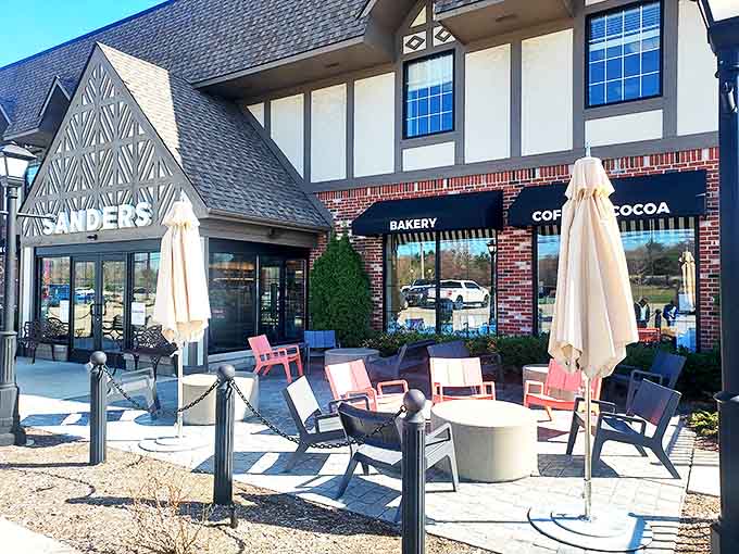The outdoor patio at Sanders &ndash; where Michiganders celebrate those precious 17 days of perfect weather with ice cream and good company.