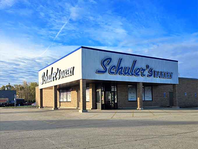 Schuler's Bakery exterior looks unassuming, but inside lies enough sugar and butter to power Springfield for a week straight.