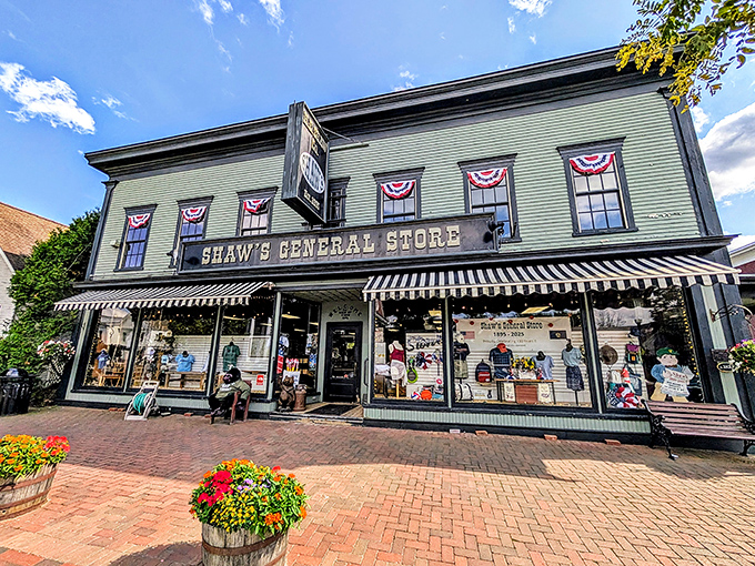 Shaw's General Store stands as a living museum of retail history, its striped awnings and historic fa&ccedil;ade housing treasures both practical and whimsical.
