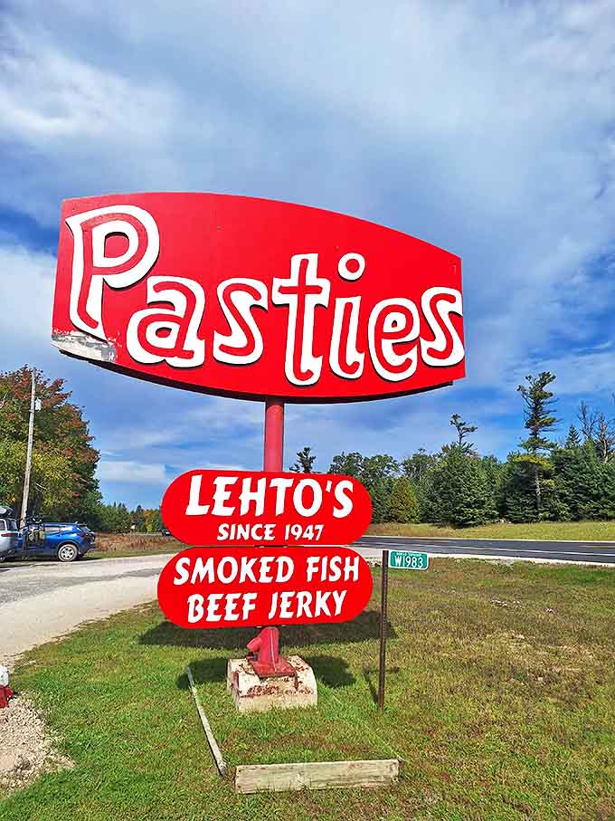 The roadside sign tells you everything you need to know &ndash; pasties, smoked fish, and beef jerky await at this Upper Peninsula landmark.