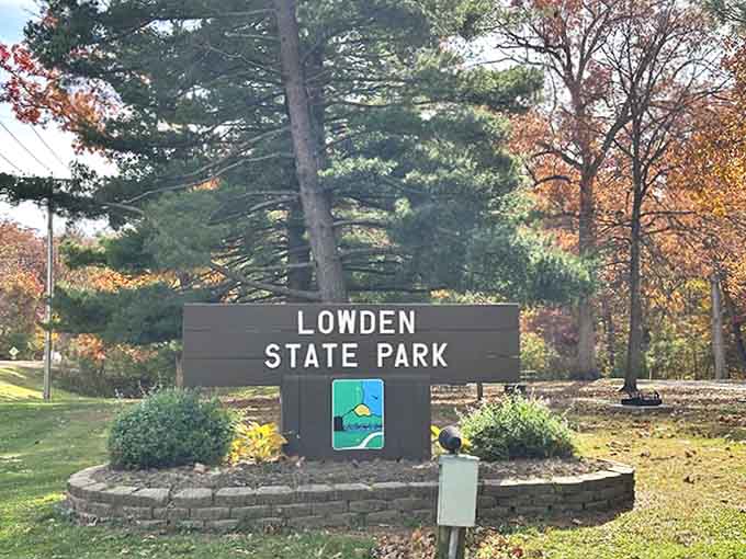 The welcoming entrance sign promises adventures beyond, standing sentinel at the gateway to 207 acres of Illinois' best-kept secret.