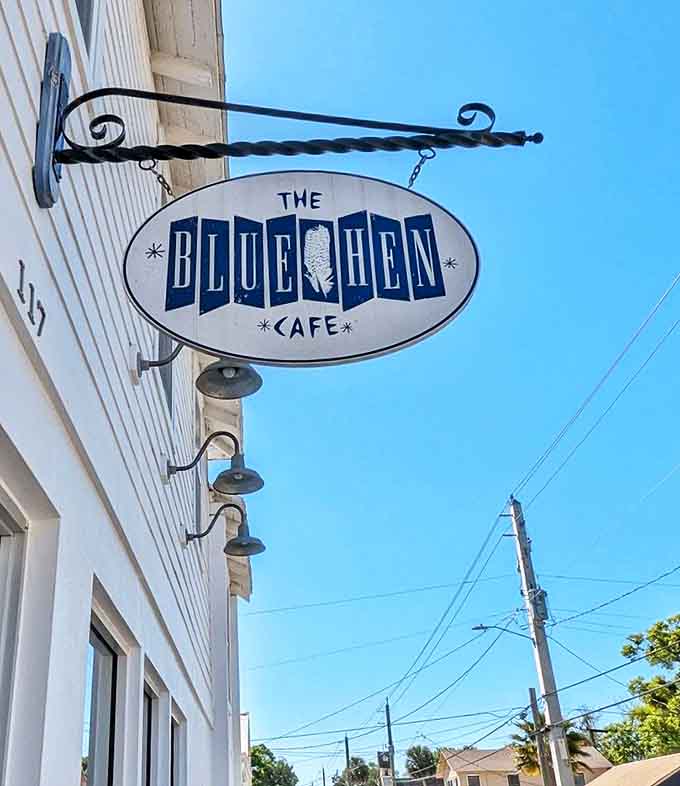 The iconic Blue Hen sign swings gently in the Florida breeze, beckoning hungry travelers to one of St. Augustine's most beloved breakfast institutions.