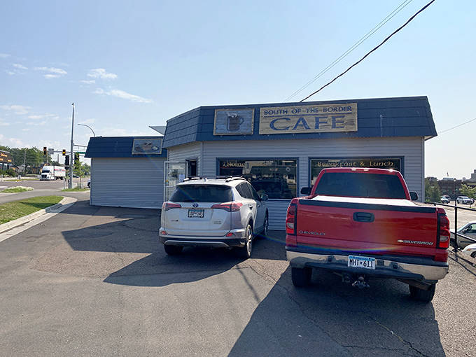 Parked vehicles outside hint at the treasure within &ndash; a no-frills breakfast spot that locals would prefer to keep secret.