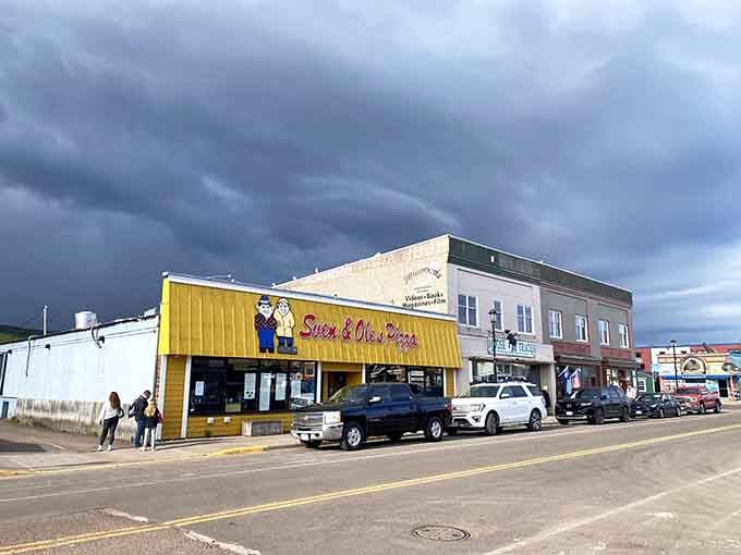 The bright storefront stands out on Grand Marais's main street, beckoning hungry travelers and locals to come in and enjoy legendary pizza.