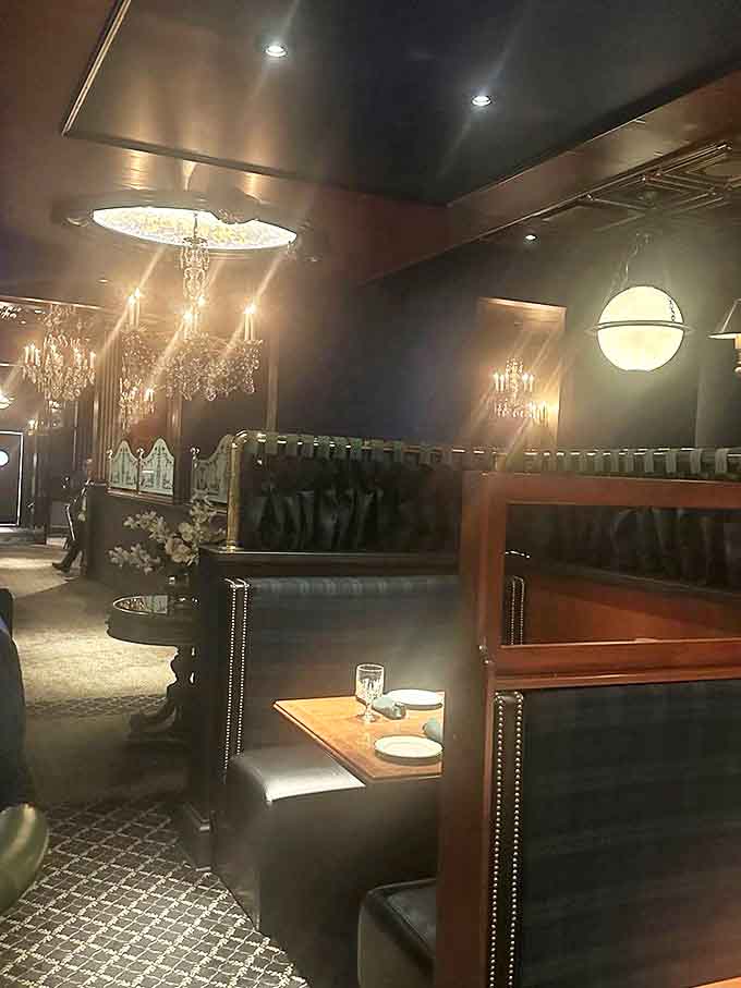 Intimate booths offer the perfect setting for conversation and cuisine, where every meal feels like a special occasion worth celebrating.