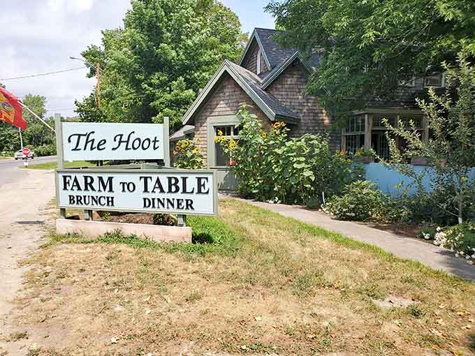 The welcoming exterior and clear signage make it easy to find this hidden gem, where farm-to-table dining meets genuine Maine hospitality every single day.