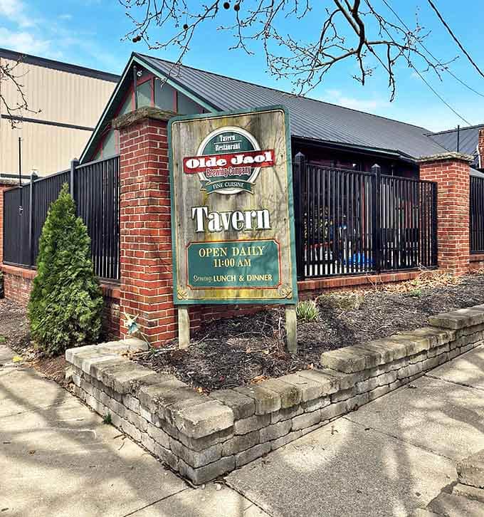 The Tavern sign stands as a neighborhood beacon, promising good food and drinks in a setting where the only thing "locked up" is the exceptional flavor.