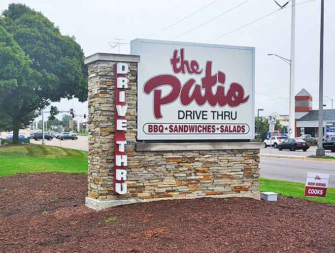 The stone monument sign promises you don't have to sacrifice quality for convenience &ndash; great barbecue awaits, whether dining in or driving through.