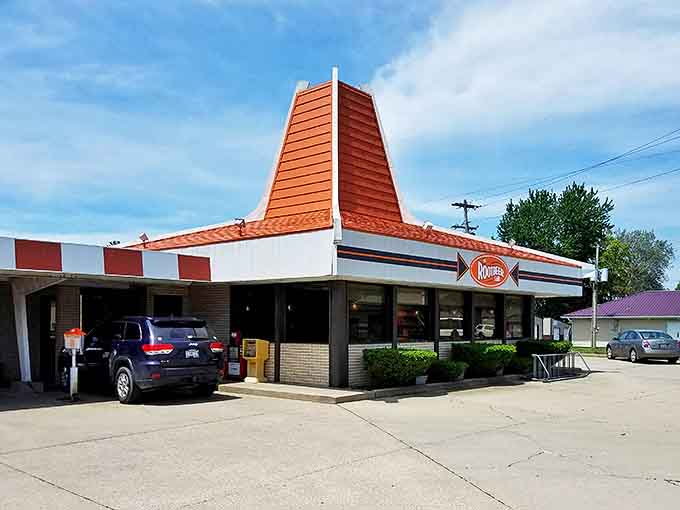 That distinctive orange roof signals comfort food ahead &ndash; The Rootbeer Stand has been satisfying post-hike hunger for generations.