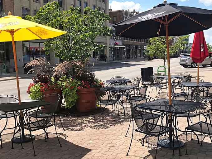 Patio seating extends the experience outdoors, letting you enjoy Thai curry while watching quintessential Midwestern life unfold around you.