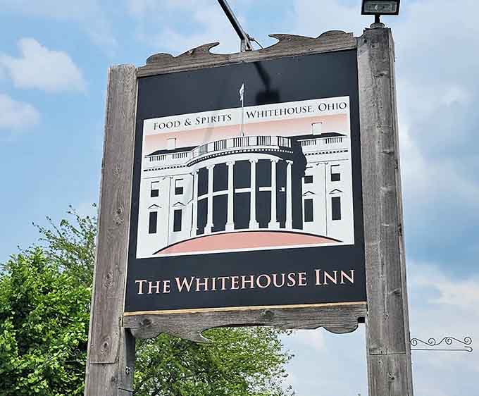 The sign announces your arrival at a Midwest dining destination where prime rib dreams come true in Whitehouse, Ohio.