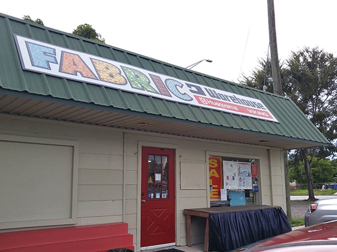 That red door is the gateway to a crafter's wonderland, where time disappears and creativity flourishes.