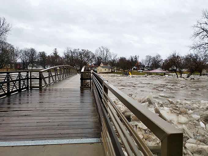 This bridge over the Shiawassee during high water shows that even when nature flexes its muscles, Chesaning's infrastructure stands strong and keeps connecting the community.