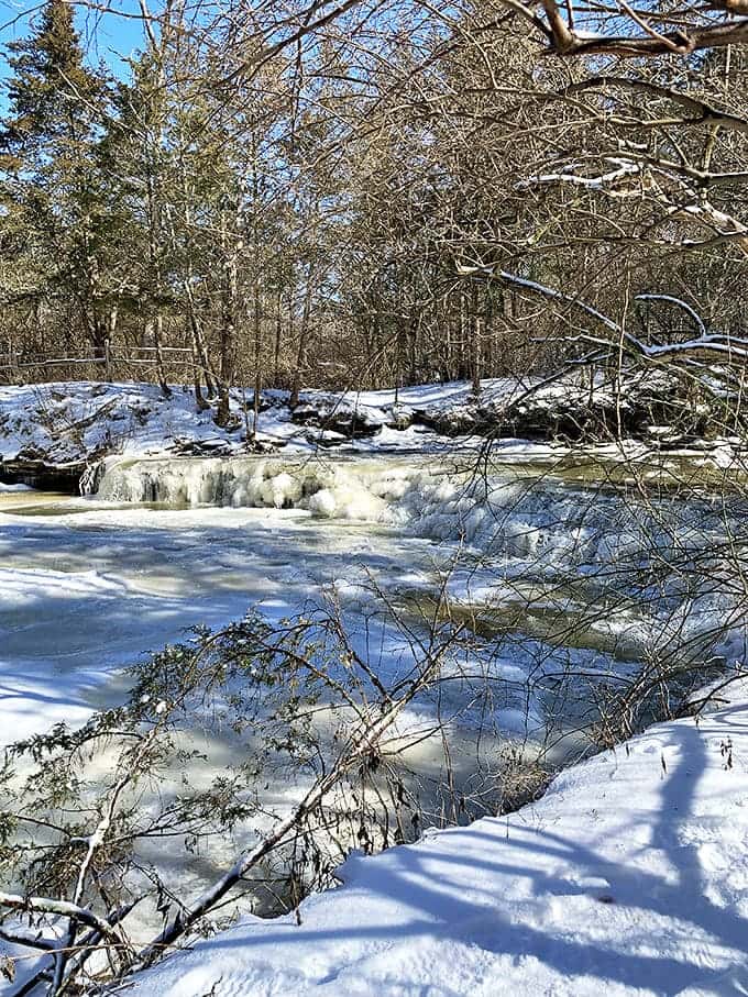 Winter transforms Horseshoe Falls into a frozen fantasy world, proving that water features can be just as spectacular when they stop moving.