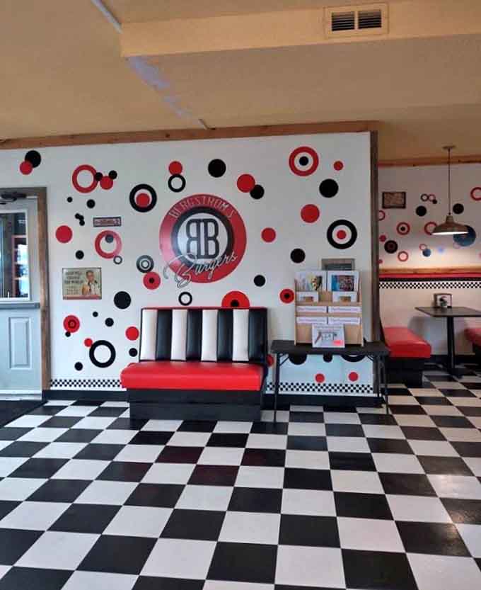The waiting area where anticipation builds &ndash; those red and black circles hypnotize you into ordering "just one more" burger.