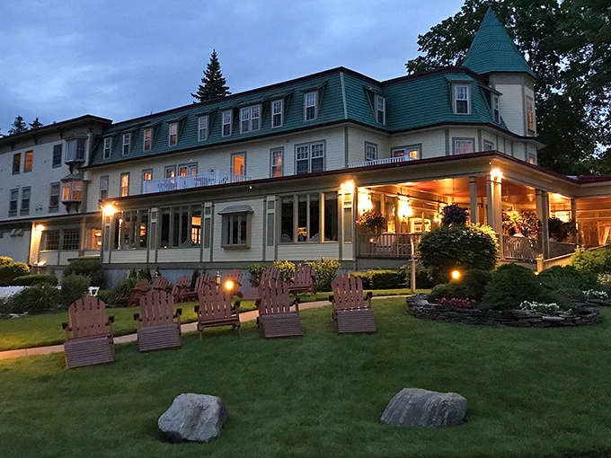 As darkness falls, the inn glows like a lighthouse of luxury, beckoning weary travelers toward its promise of exceptional comfort.