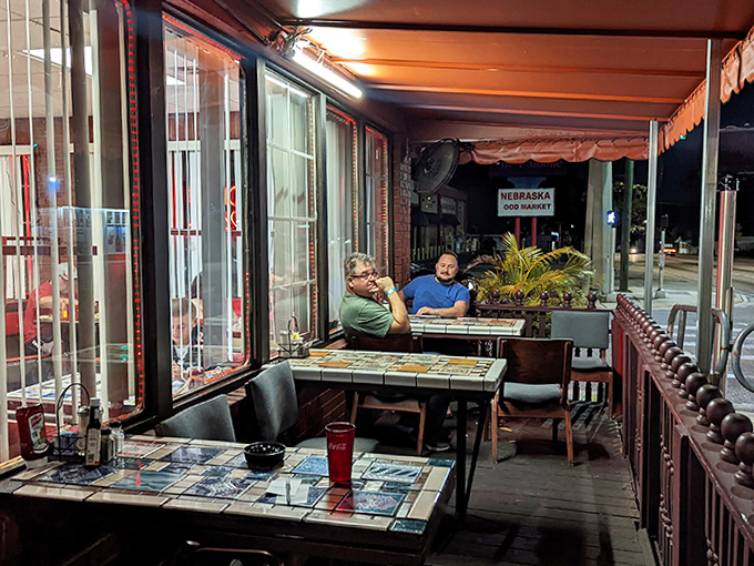The charming outdoor patio offers a pleasant spot for people-watching while diving into diner classics under the Florida sky.