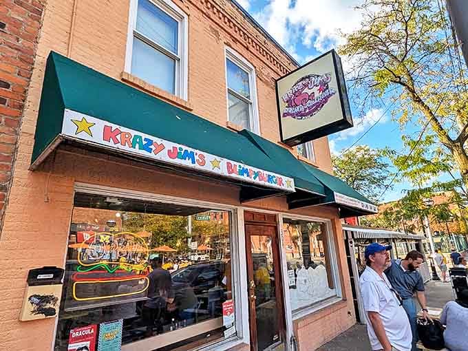 The iconic storefront that's welcomed generations of burger lovers &ndash; where "Krazy Jim's" isn't just a name, it's a promise of delicious adventure.
