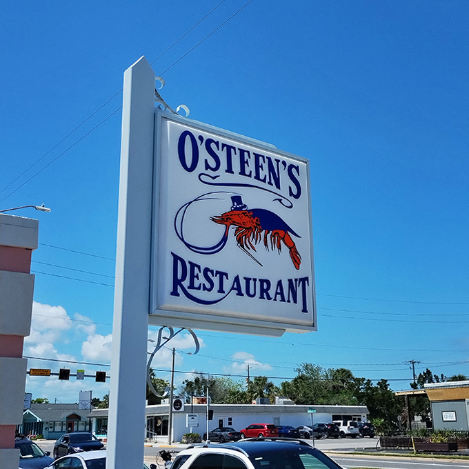 The beacon for seafood lovers &ndash; O'Steen's iconic sign with its jaunty shrimp promises simple pleasures and delivers every time.