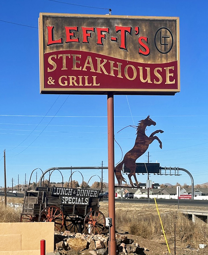 The Leff-T's sign stands tall against the Arizona sky, a beacon of hope for hungry travelers and locals alike.