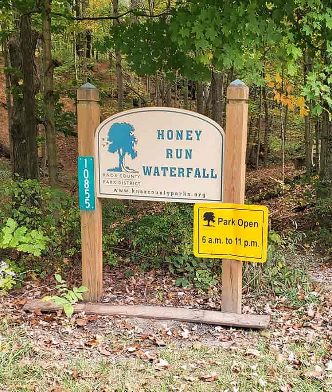 The unassuming entrance sign perfectly captures Midwestern modesty&mdash;no flashy promises, just the quiet confidence of natural beauty that speaks for itself.