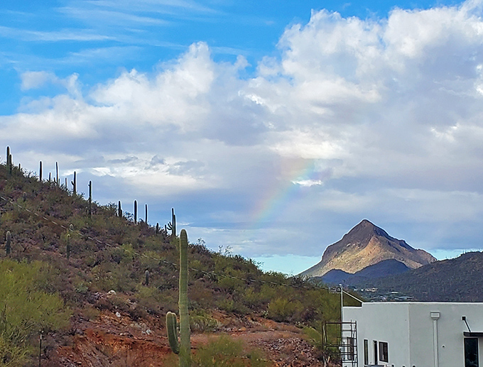 Nature's own magic show: rainbows arch over the desert landscape, adding another layer of enchantment to the castle experience.