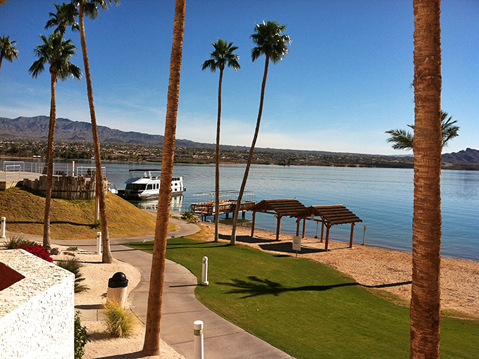 Waterfront relaxation at its finest &ndash; where desert mountains frame the perfect beach day at Lake Havasu.
